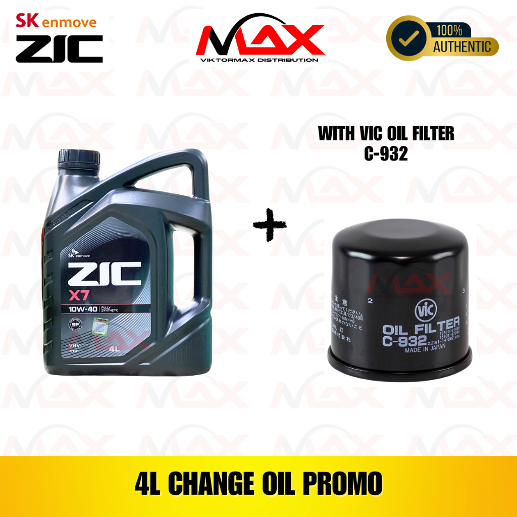 SK ZIC 4 Liters X7 10W40 For GASOLINE Engine with C-932 Vic Oil Filter ...