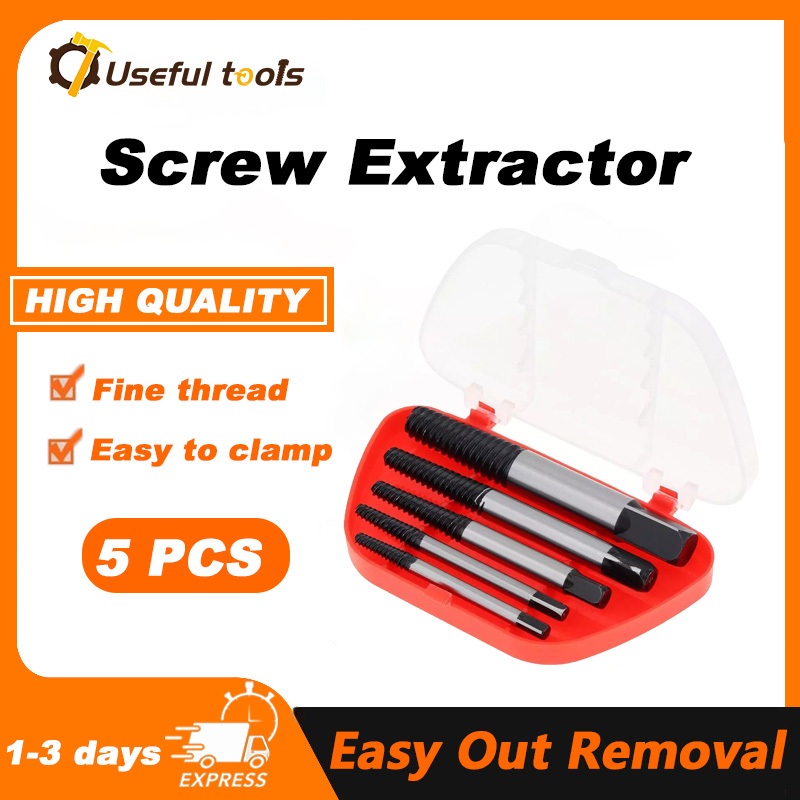 5 PCS Screw Extractor Metal Screw Repair Tools Broken Damaged Bolt ...