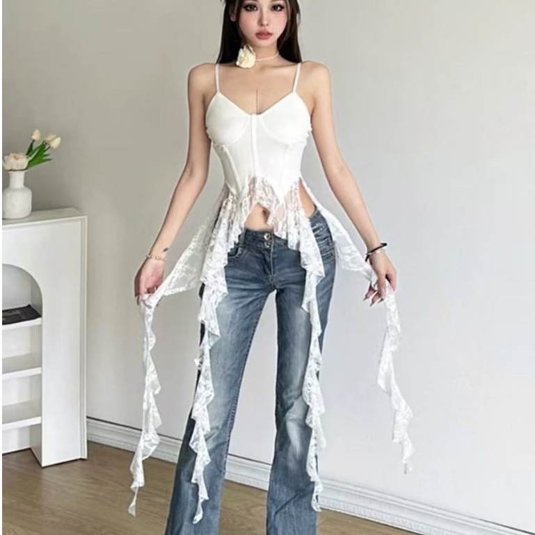 Sexy lace strap Jellyfish Revealing Top with pad for hot girl Korean ...