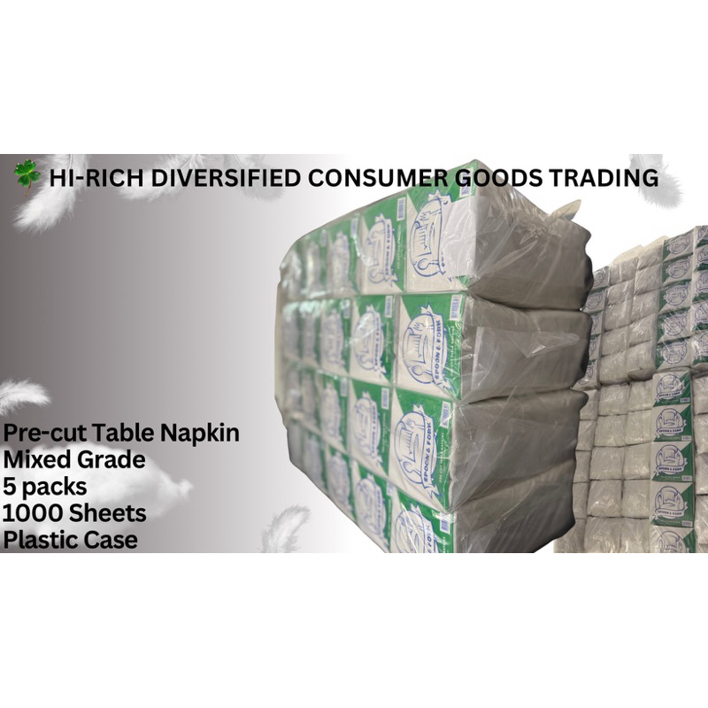 PRECUT TISSUE TABLE NAPKIN | MIXED GRADE | 1000SHEETS PER 1 PACK ...