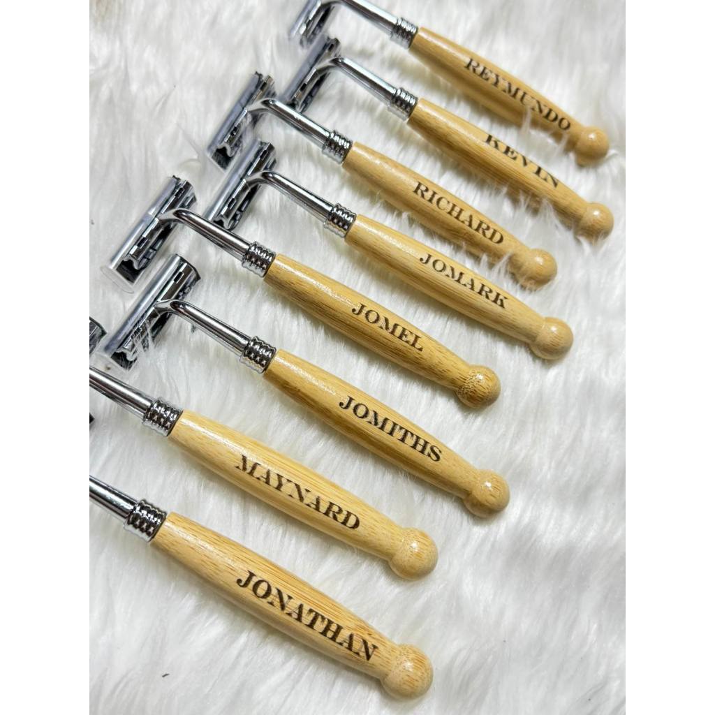 Customized Bamboo Razor Shaver with Laser Engraved Name | Shopee ...