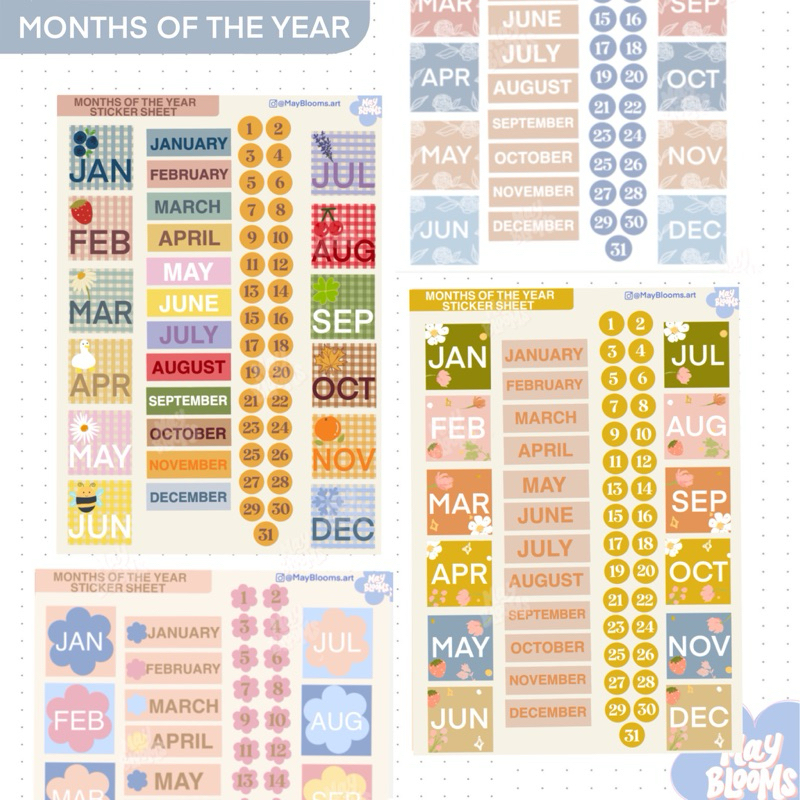 Months of the Year Sticker Sheet for Planners, Journal Sticker ...