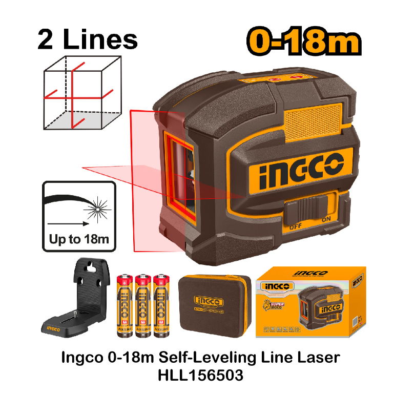 Buildmate x INGCO 0-18m / 0-35m Self-Leveling Line Laser HLL156503 ...