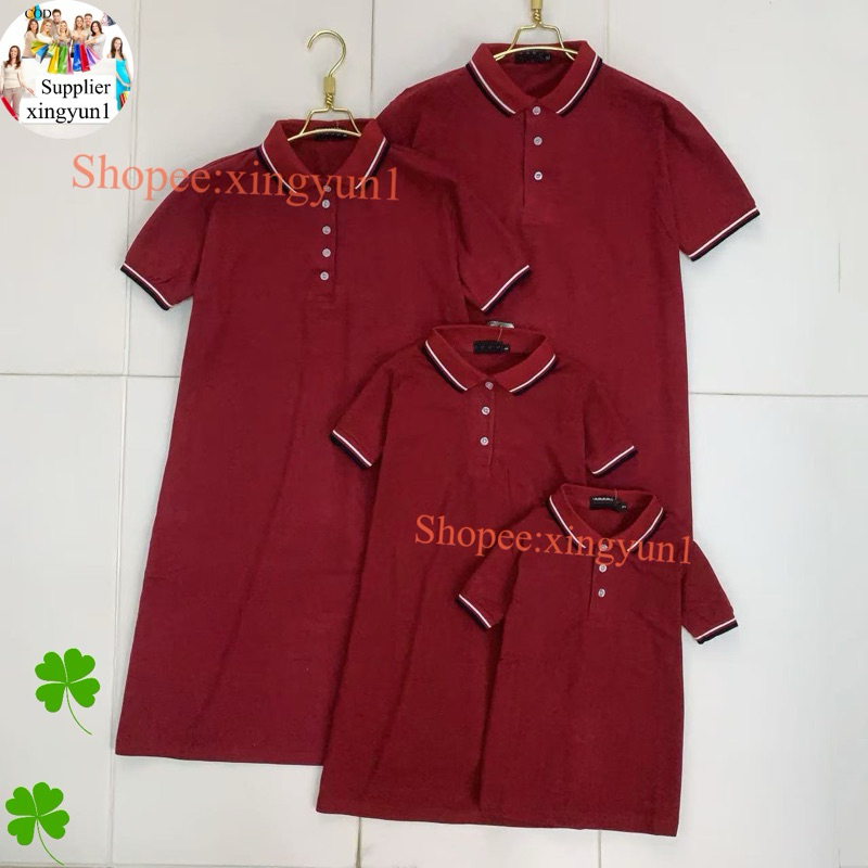 maroon color family set polo shirt dress good quality cotton 15 nice ...
