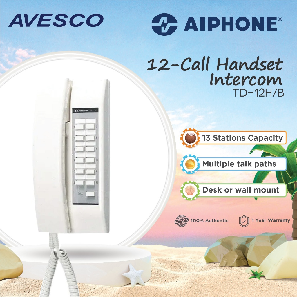 Aiphone | 12-Call Handset Intercom | TD-12H/B 12 talk paths for ...