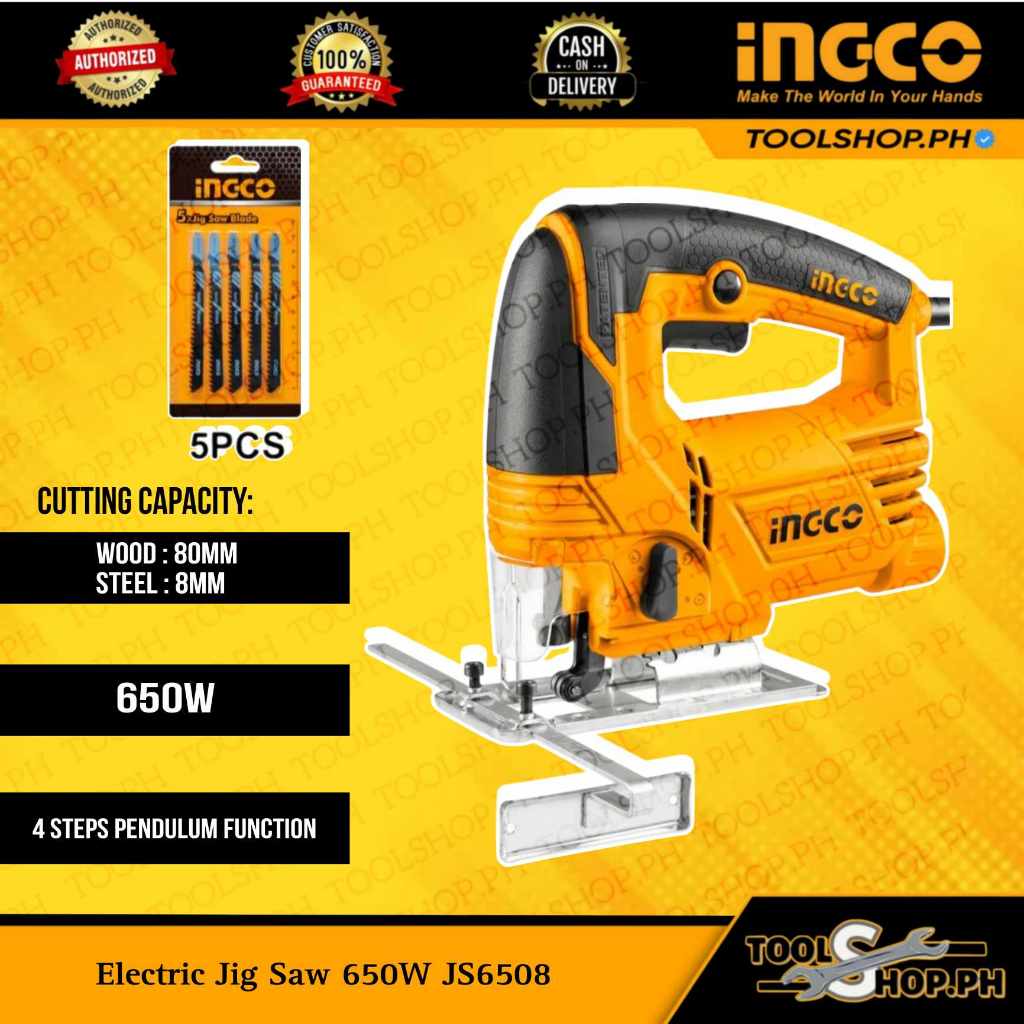 INGCO Jigsaw 650W JS6508 with Free 5pcs Blades for Wood | Shopee ...