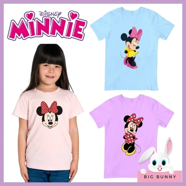 MINNIE MOUSE T-SHIRT FOR KIDS (RANDOM MINNIE DESIGN STICKER) | Shopee ...