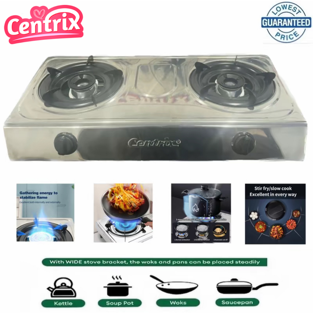 Centrix Double Burner Gas Stove Stainless steel Household Kitchenware ...