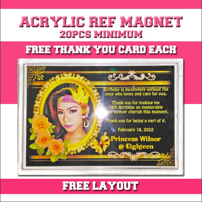 Debut Gold Black Theme Personalized Ref Magnet Souvenir Giveaways 18th ...