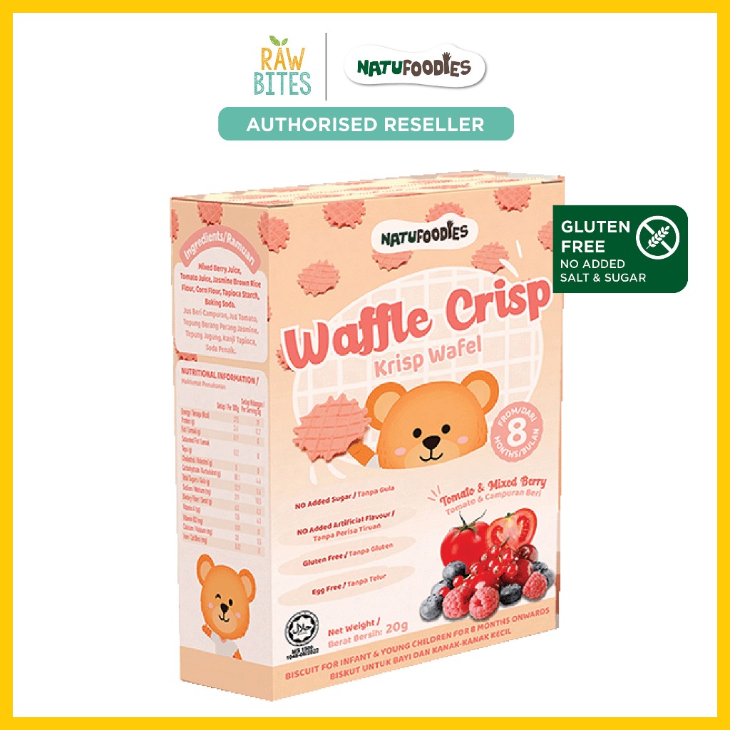 Natufoodies Baby Snack Tomato & Mixed Berry Waffles Crips 20g [8 mos+ ...