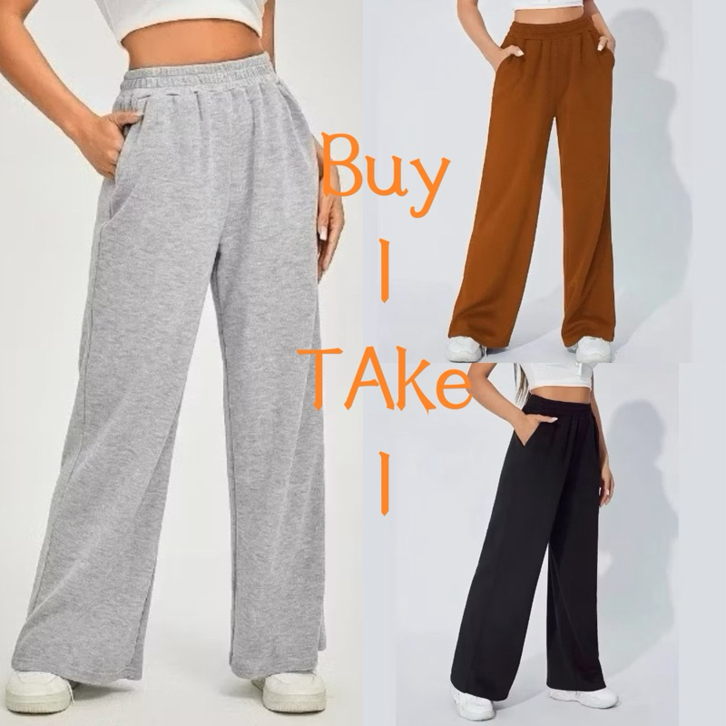YY Buy 1 Take 1 LAUREEN Wide Leg BAGGY Jogger Pants with Two Side ...