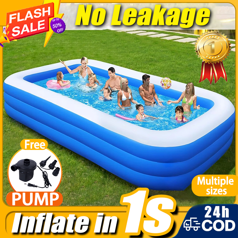 【3 Layers Thicken】Inflatable Swimming Pool for Kids with Air Pump All ...