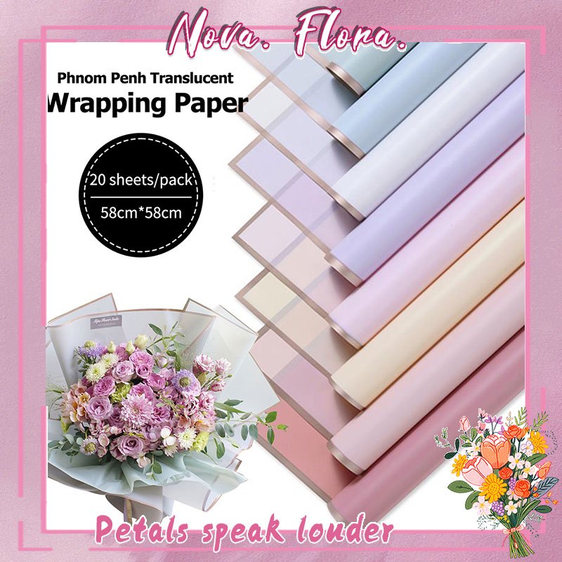 Flower Wrapping Paper Gold Border Jelly Color Packaging Paper Matte ...