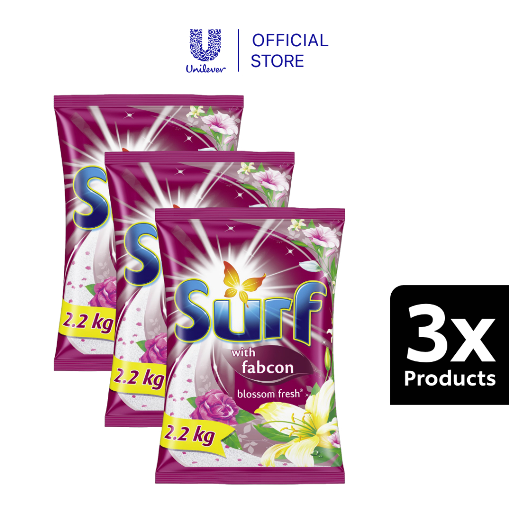 Surf Blossom Fresh Laundry Powder Detergent 2.2kg Pouch 3x | Shopee ...