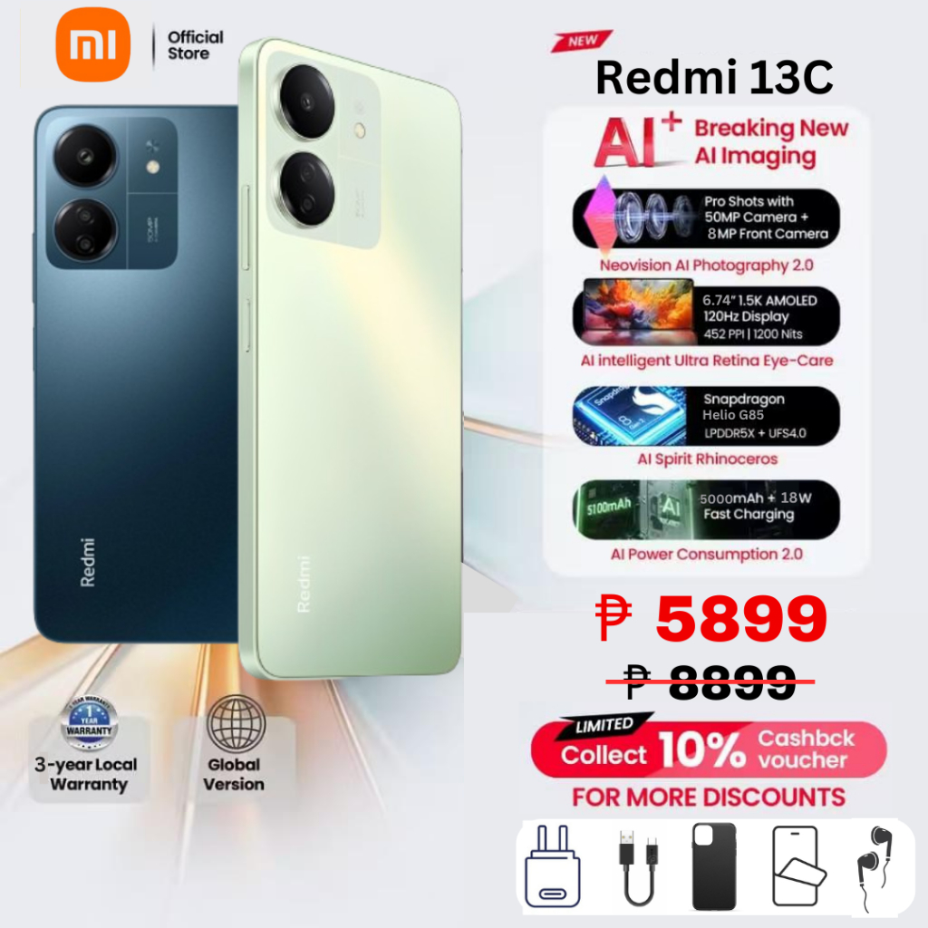 Xiaomi Redmi 13C Smartphone | 8GB+256GB | Helio G85 | 50MP AI Triple ...