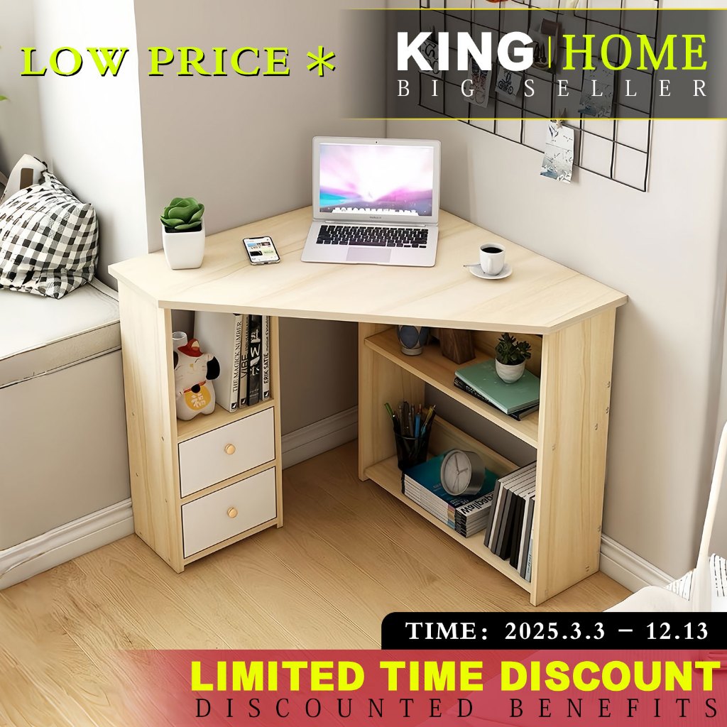 KING HOME Wooden desk, corner study desk, office desk, space saving ...