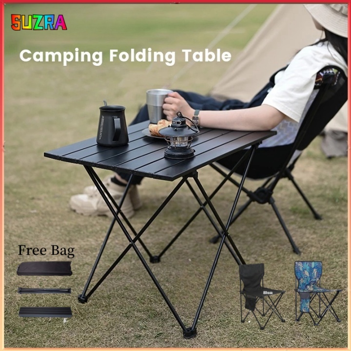 SUZRA Outdoor Folding Terrace table and Chair camping foldable terrace ...