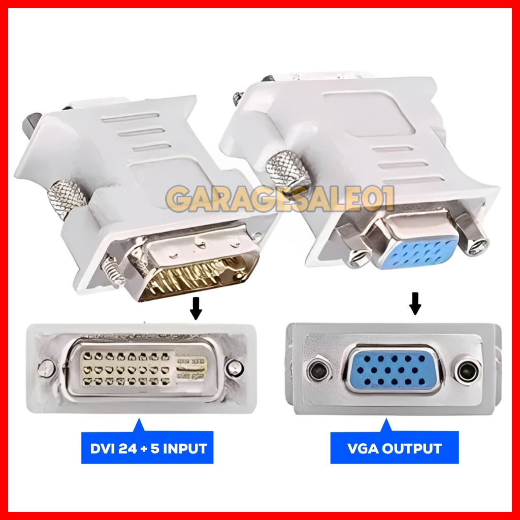 GS DVI-I 24+5 Male to VGA Female Adapter – Convert DVI-I to VGA for ...