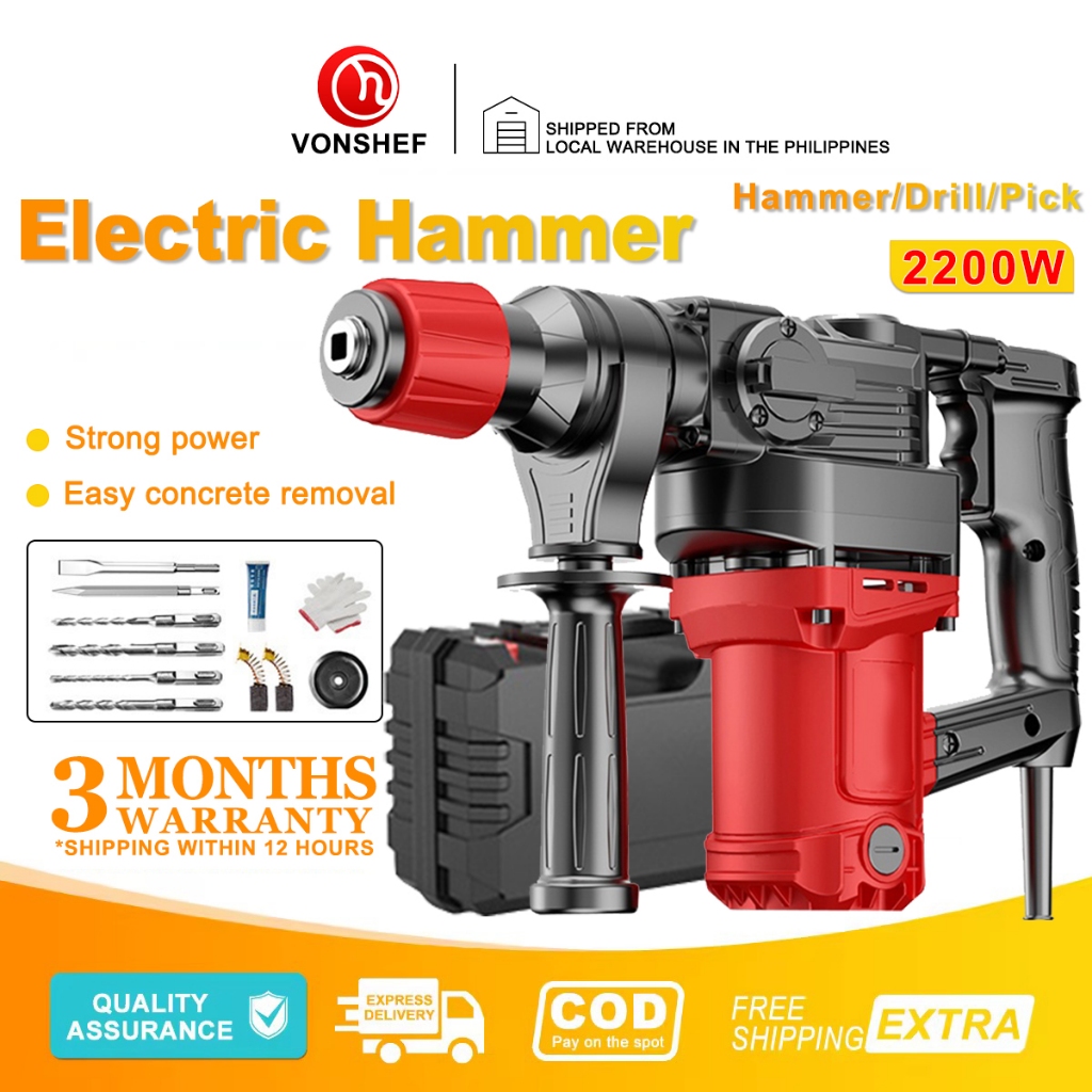 Electric Hammer 2500W/220V Demolition Hammer/Chipping Gun Heavy Duty ...