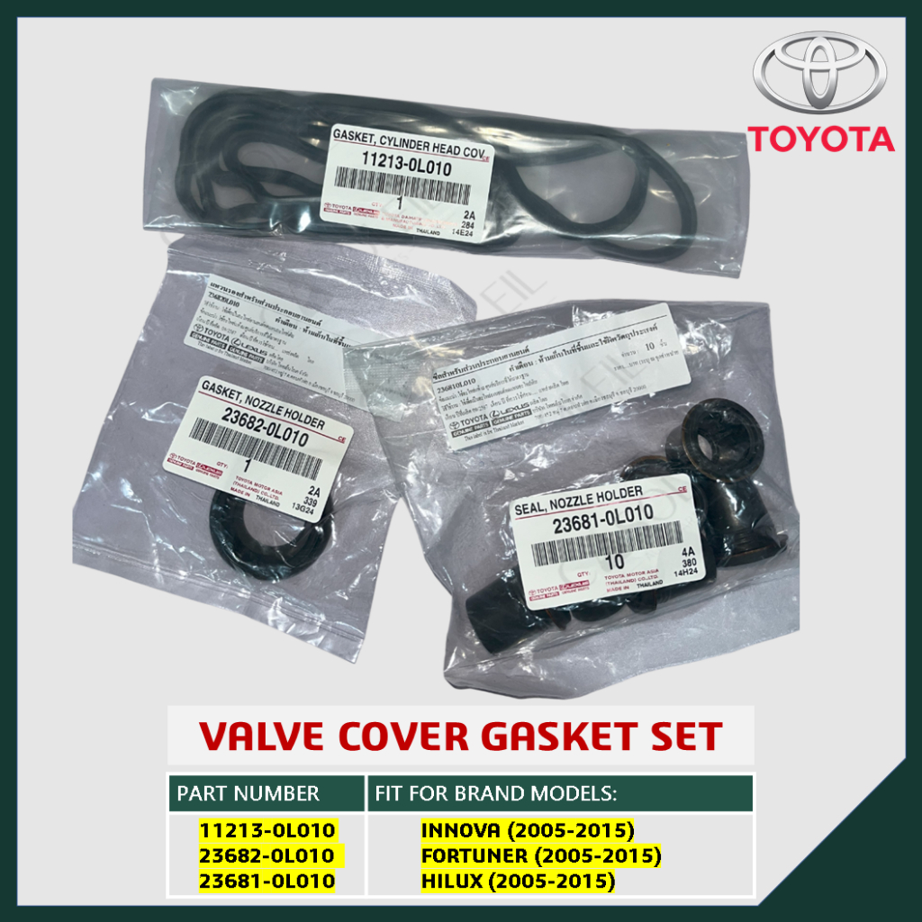 GENUINE PART: VALVE COVER GASKET SET for INNOVA, FORTUNER, HILUX (2005 ...