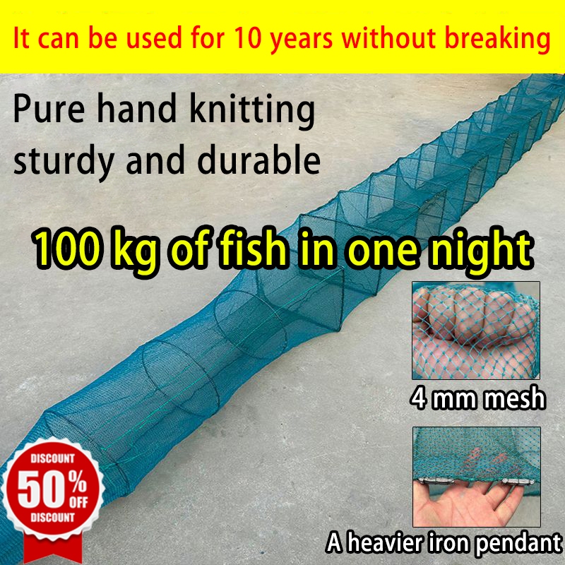 100 kg of fish in one night fishing net folded Large fishnet shrimp ...