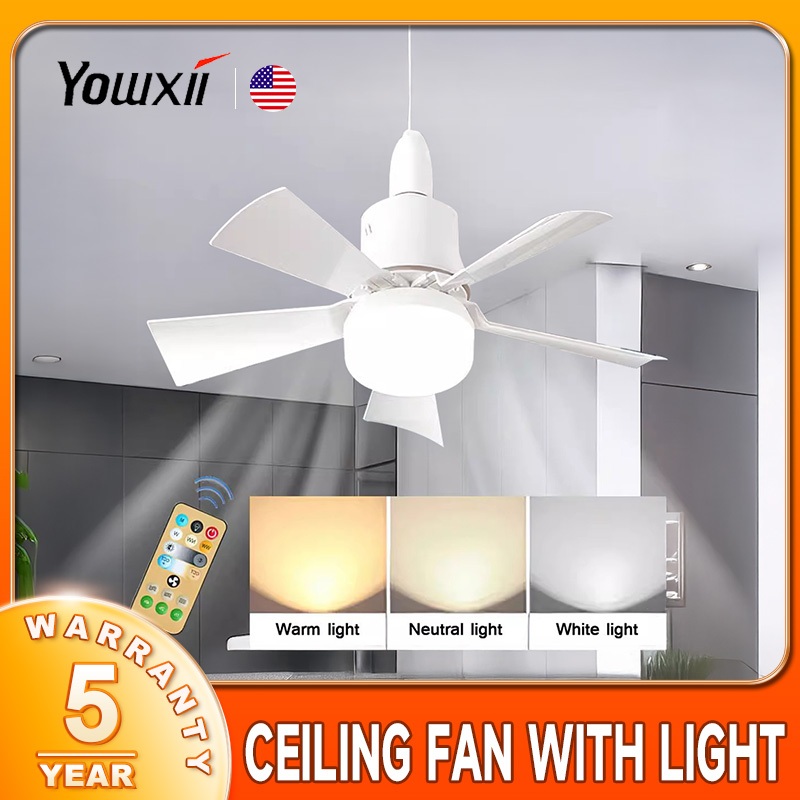 Yowxiii Powerful Tri Colors Ceiling Fan With Light Remote Control 6 ...