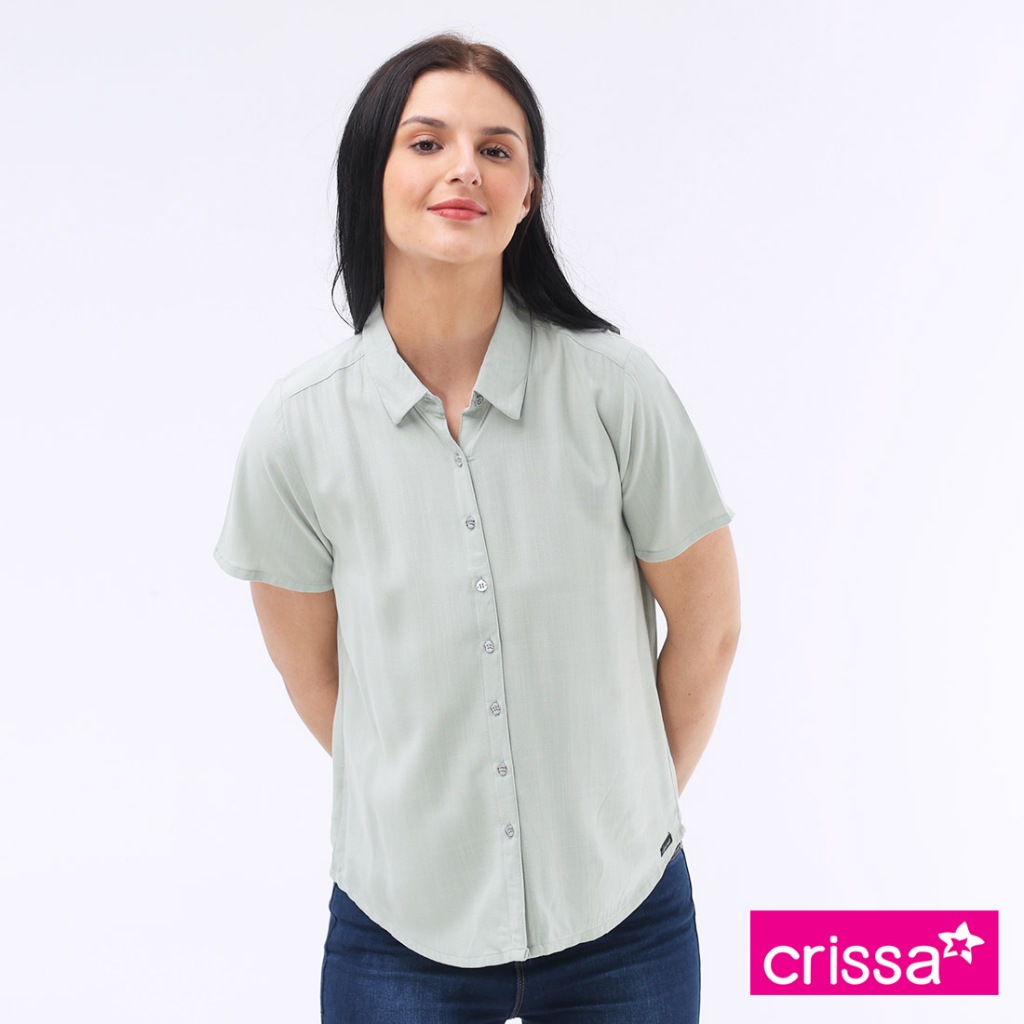 Crissa Soft Linen Woven Short Sleeves Blouse CSLT29-0093 | Shopee ...