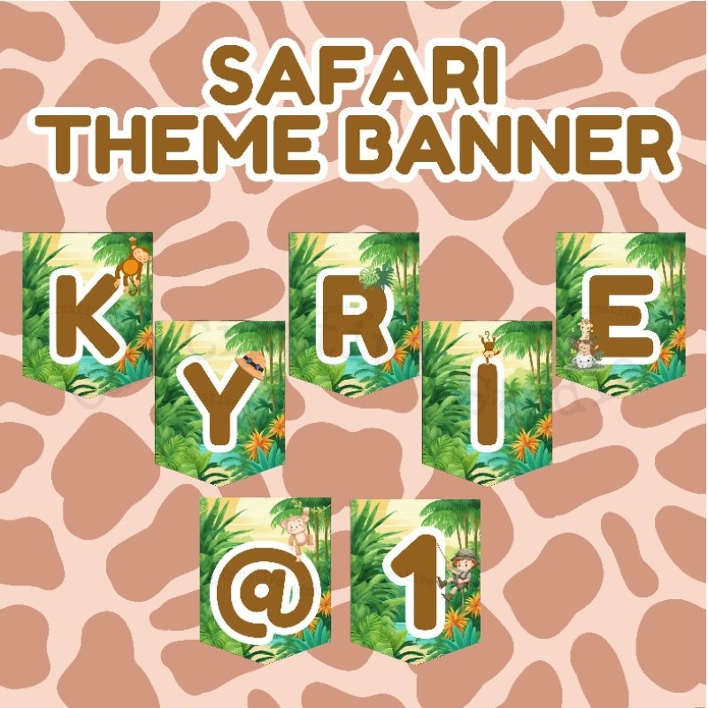 SAFARI THEME CUSTOMIZED BANNER | SOLD PER LETTER/NUMBER | with strings ...