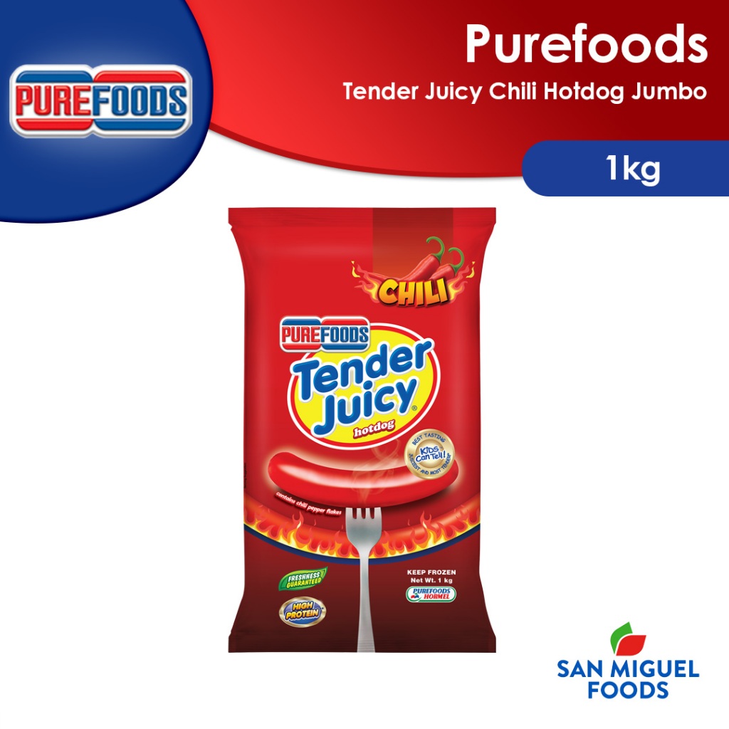 PUREFOODS Tender Juicy Chili Hotdog Jumbo 1kg | Shopee Philippines