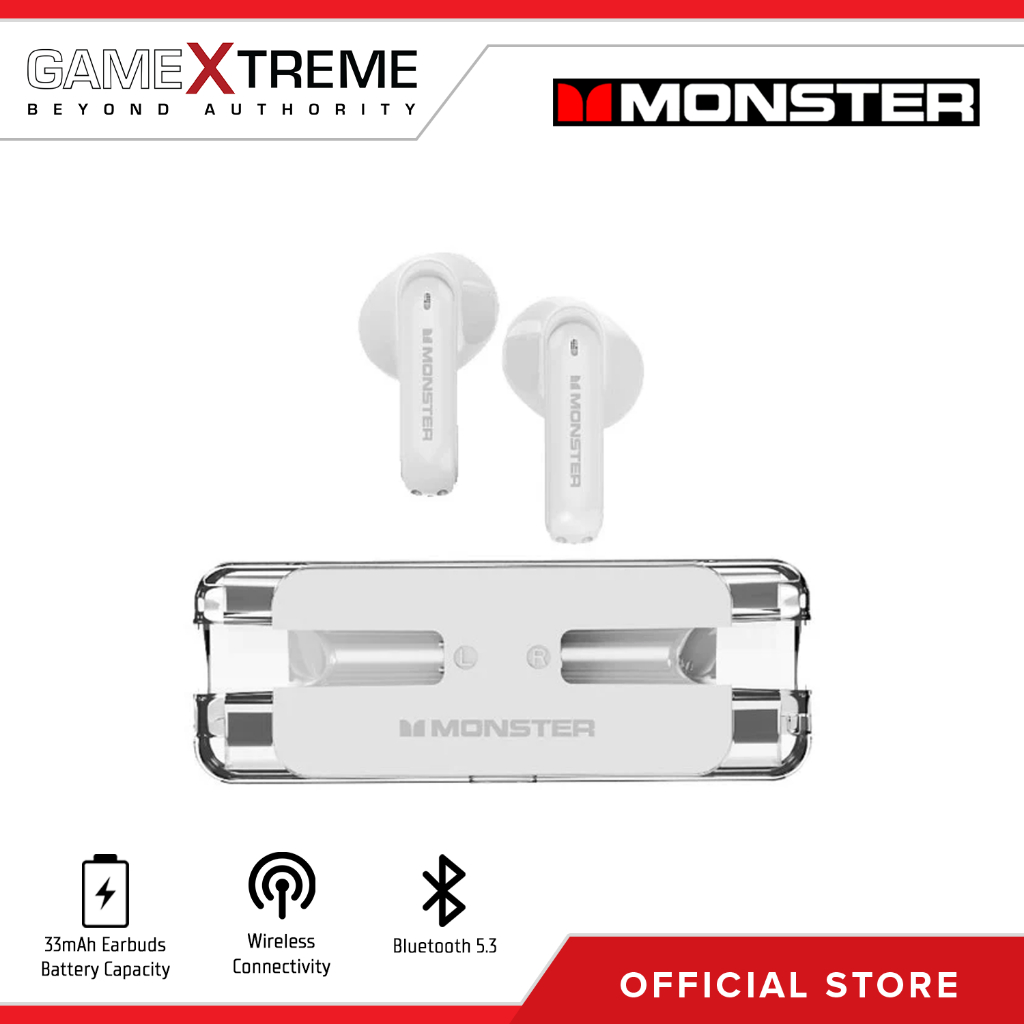 MONSTER Airmars XKT08 True Wireless Gaming Earphones (White) | Shopee ...