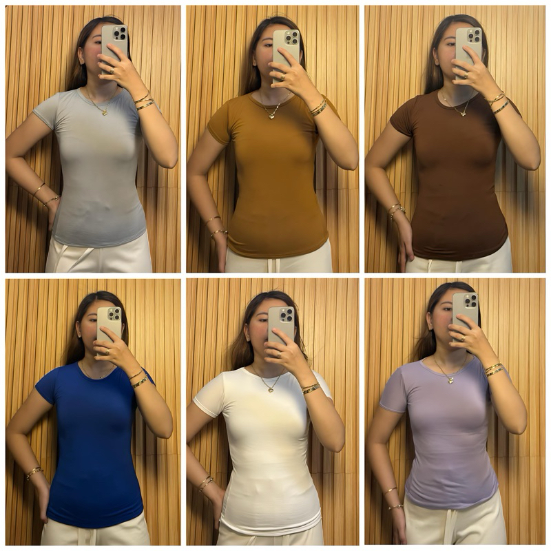 Basic Double Lining Full Length Body Hugging T-shirt tops Small to ...