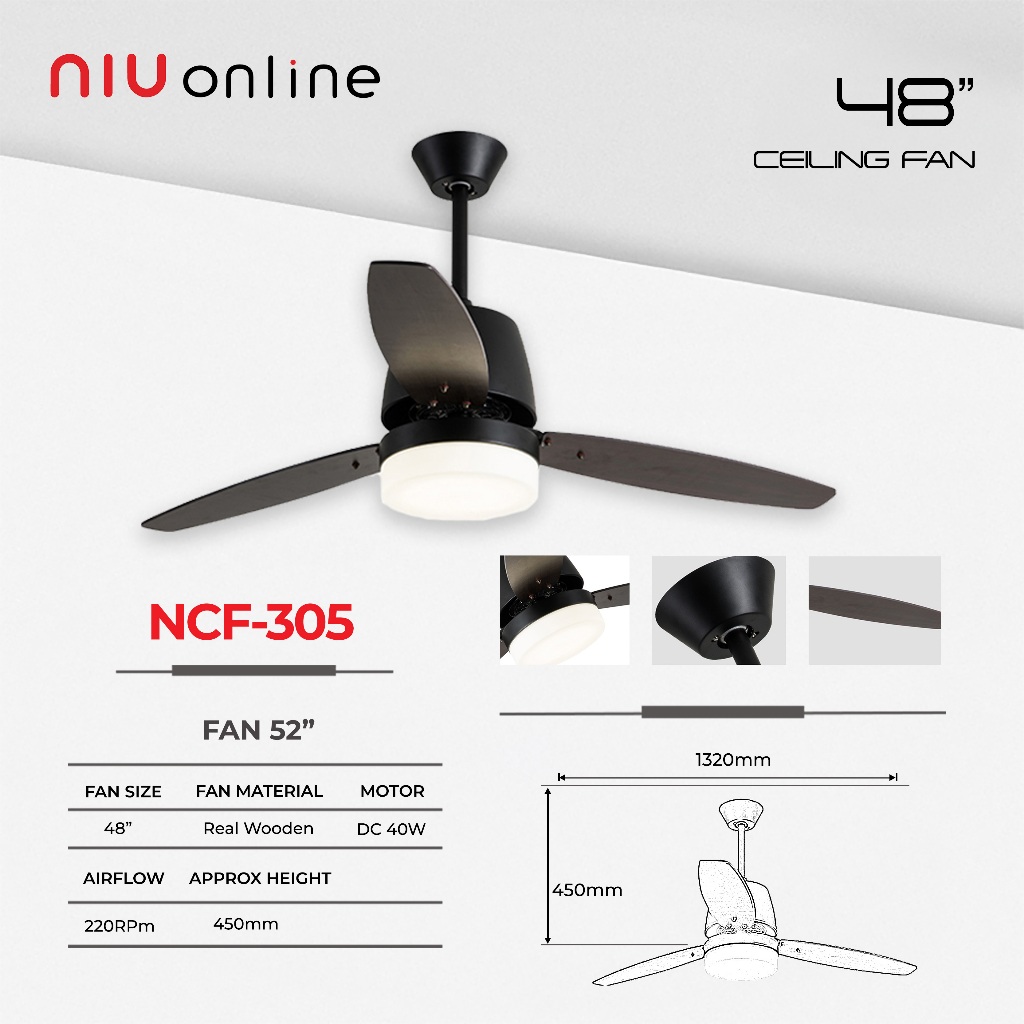 NIU Online Authentic DC inverter Ceiling Fan Modern Design Style With ...