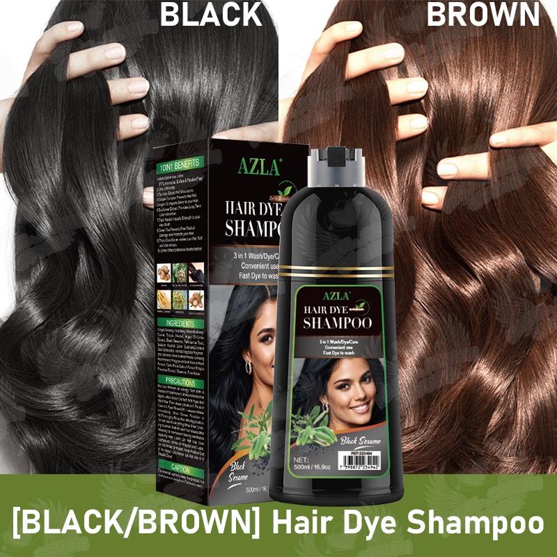 AZLA Herbal Black Hair Dye Shampoo Brown Color Shampoo White Hair into ...