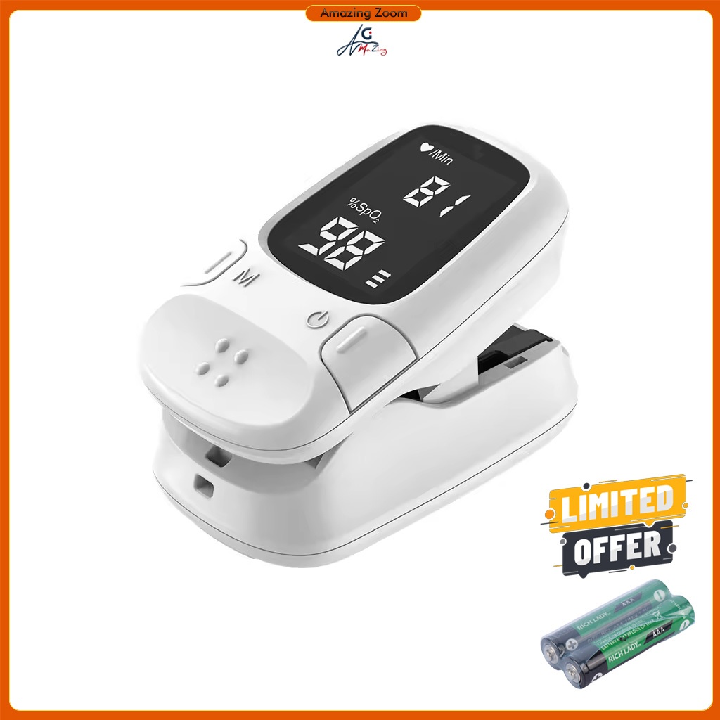 Finger Pulse Oximeter SpO2 Blood Oxygen Saturation Monitor with Rate ...