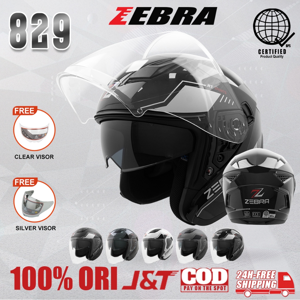 ZEBRA YM-829 Half Face Helmet For Motorcycle Dual Visor Helmet Women ...