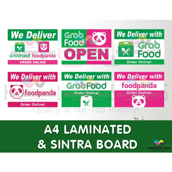 GrabFood, foodpanda Signages Laminated | Sintra Board | Shopee Philippines