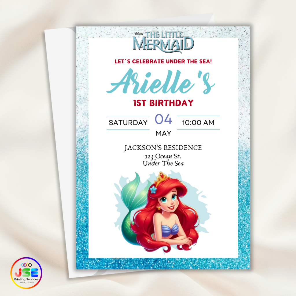 10PCS LITTLE MERMAID INVITATION CARD FOR BIRTHDAYS AND OTHER EVENTS ...