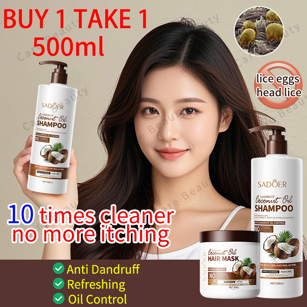 Moisturizing Coconut Oil Shampoo Dandruff Hair Care Refreshing Oil Control 500ml | Shopee ...