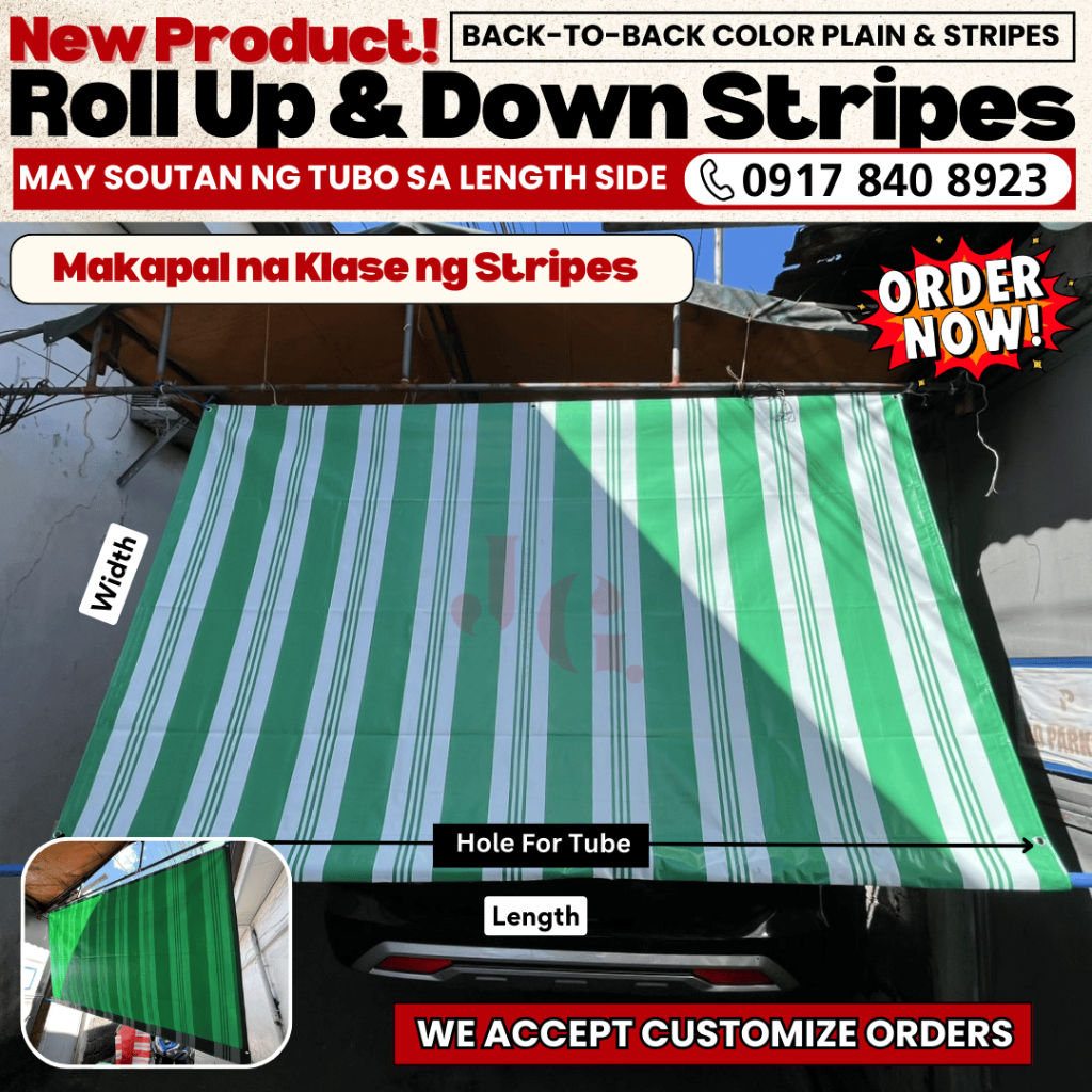 5x10 Roll Up & Down Stripes Trapal for Temporary Use Only PVC Type ...