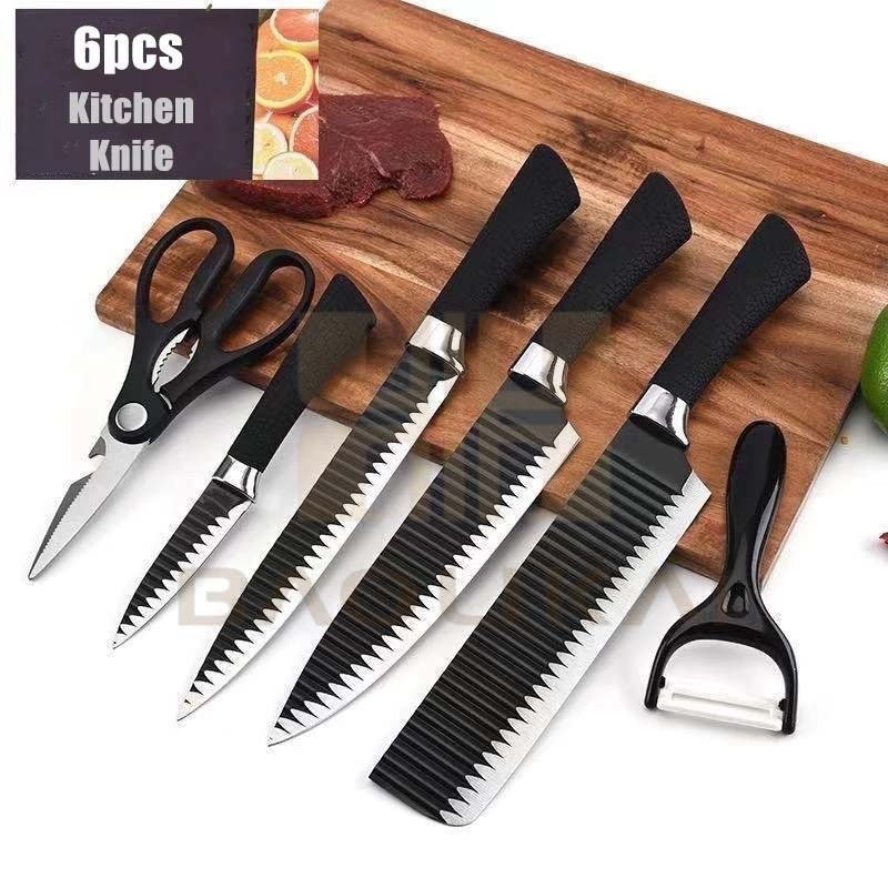 6PCS Black Color Kitchenwares knife Vegetable Fruit Meat Chopping Knife ...