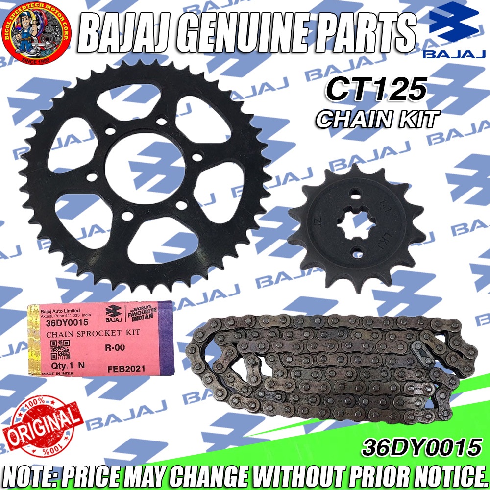 BAJAJ CT 125 CHAIN SPROCKET KIT (KMC) (GENUINE: 36DY0015) | Shopee ...