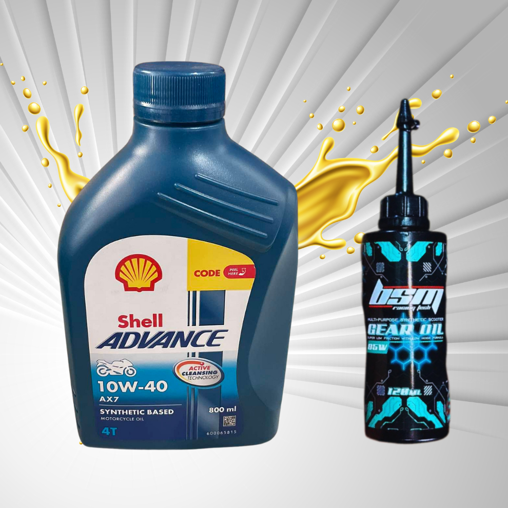 Shell Advance Scooter Engine Oil w/ BSM Gear Oil 800ml/1Liter 4T SAE ...