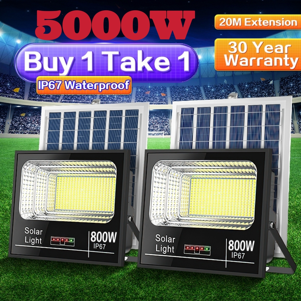 (COD) 5000W Solar Flood Light Outdoor Waterproof IP67 Flood Led Street ...