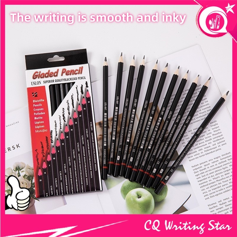 CQ 12 Pcs Sketch Pencil Set 2H-8B Set lron Bох Painting Drawing pencils ...