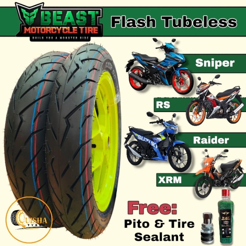 BEAST FLASH TUBELESS TIRE SIZE 17," (FREE TIRE SEALANT AND PITO ...