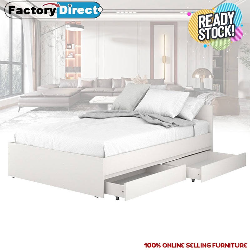 Classic wooden single/double bed frame with drawers/pull-out bed/easy ...