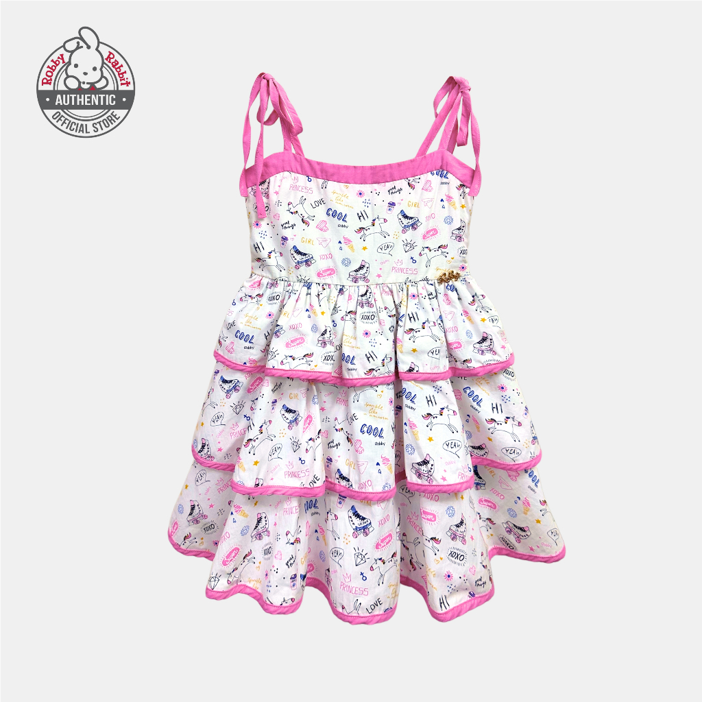Robby Rabbit Unicorn Sparks Self Tie Layered Dress (Cream) | Shopee ...