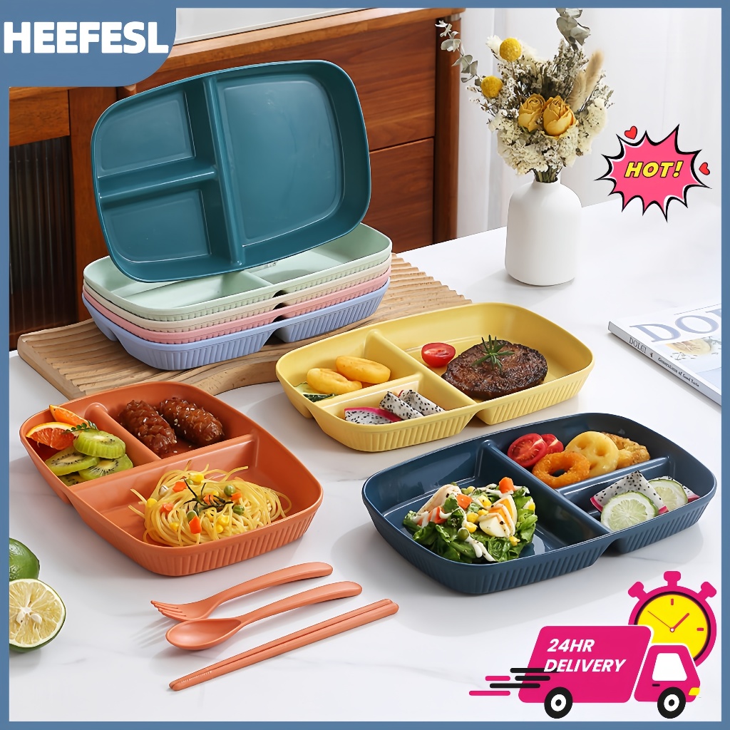 HEEFESL Divided Dish Diet Reusable Dinner Plate Kitchen Dinnerware ...
