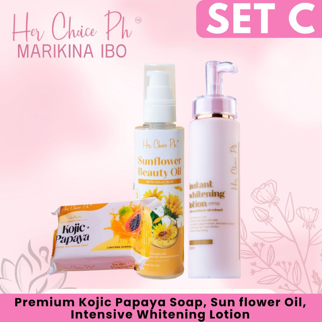 SET C: Ultimate Whitening Set (Kojic Soap, Sunflower Oil, Whitening ...