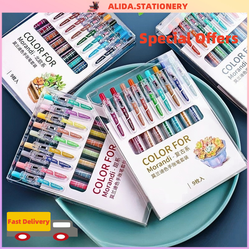 Support COD 9 pcs/Set Morandi Colored Ballpoint Pen Morandi Series ...